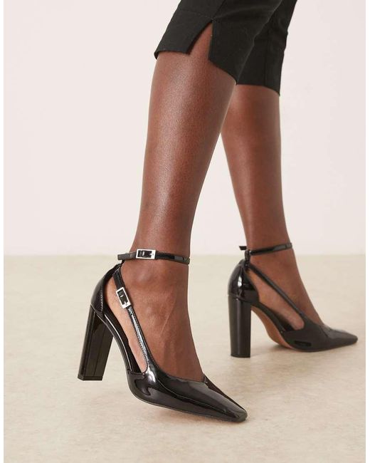 ASOS Posie Chisel Toe High Block Heel Shoes in Black | Lyst UK