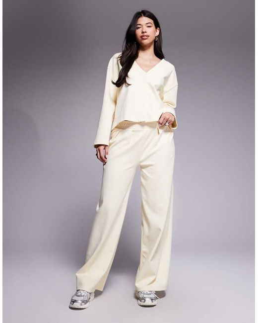 ASOS Interlock V Neck Long Sleeve Crop Cardigan Co-ord in White | Lyst UK