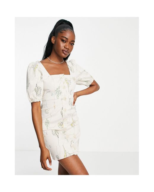Urban Revivo Puff Sleeve Mini Dress In White Lyst