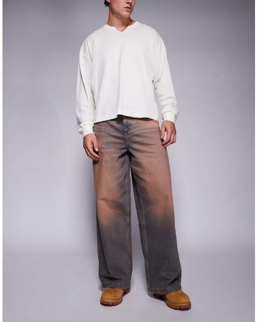 ASOS Super baggy Fit Jeans With Tint in Brown for Men | Lyst