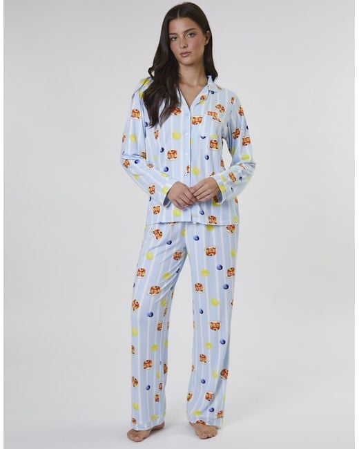 Loungeable Pancake Breakfast Long Sleeve Pyjama Set in Blue | Lyst UK