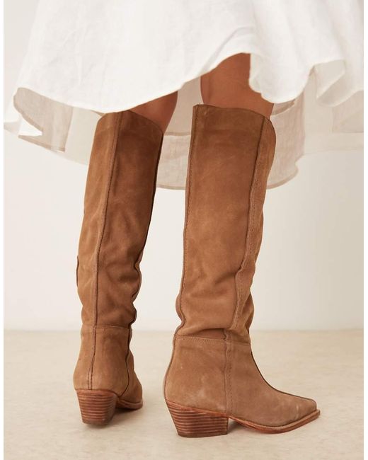 Free People Sway Low Slouch Boot in Brown | Lyst UK