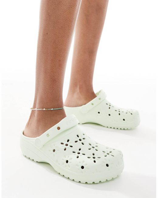 Crocs™ Classic Floral Cut Out Clogs in White | Lyst