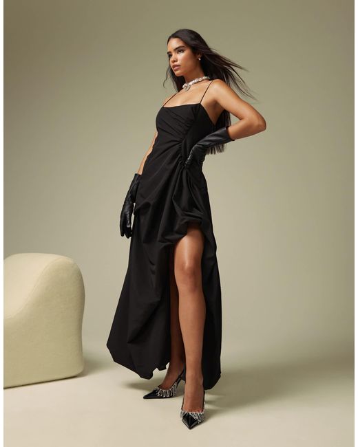 ASOS Cat Eye High Low Puffball Maxi Dress in Natural | Lyst