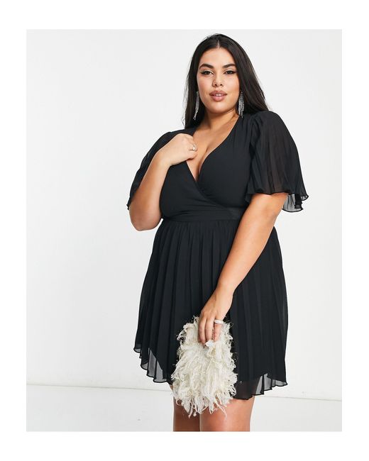 Asos Asos Design Curve Exclusive Mini Dress With Kimono Sleeve And Tie