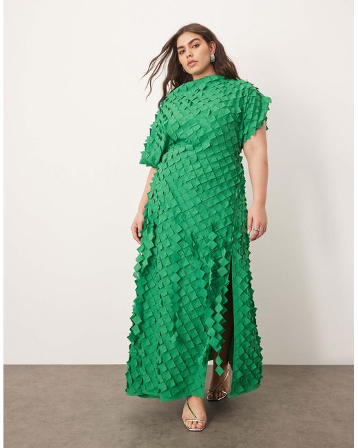 ARRANGE Curve Square Texture Fringe Hem Midaxi Dress With Split in ...