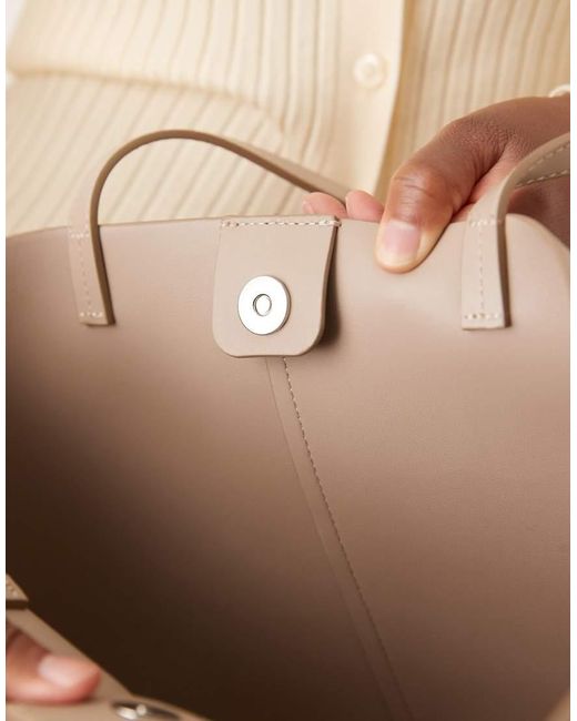 Mango Faux Leather Rectangle Shoulder Bag in Natural | Lyst UK