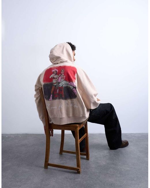 TOPMAN Mason Newman X Boxy Fit Hoodie With Hotel Bar Front And Back ...
