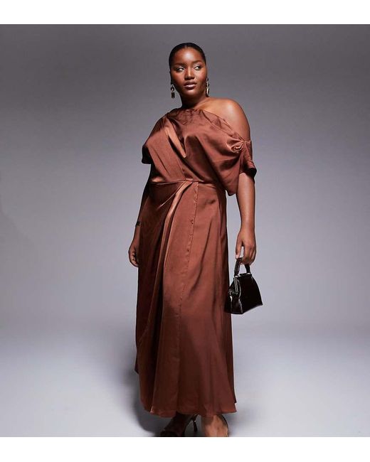ASOS Asos Design Curve Exclusive Satin Fallen Shoulder Shoulder Side ...