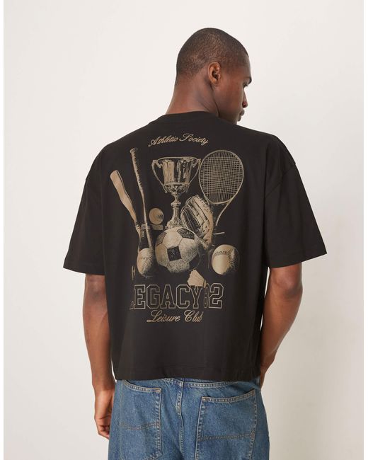 ASOS Boxy Oversized T-shirt With Back Sports Graphic in Black for Men | Lyst