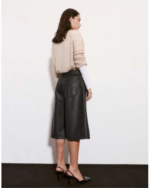 Pull&Bear Leather Effect Jorts in Brown | Lyst UK