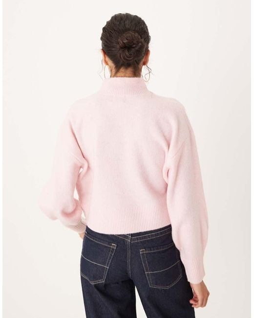 ASOS High Neck Jumper in Pink | Lyst UK