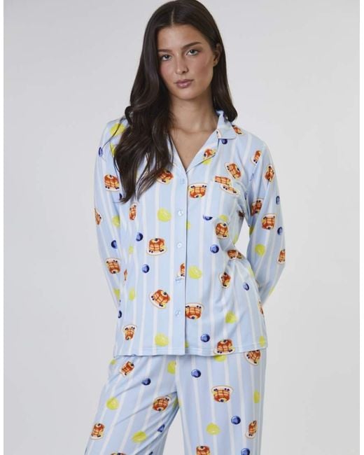 Loungeable Pancake Breakfast Long Sleeve Pyjama Set in Blue | Lyst UK