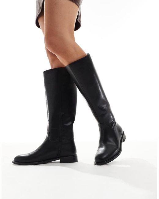 London Rebel Scarlett Refined Riding Boots in Black | Lyst UK