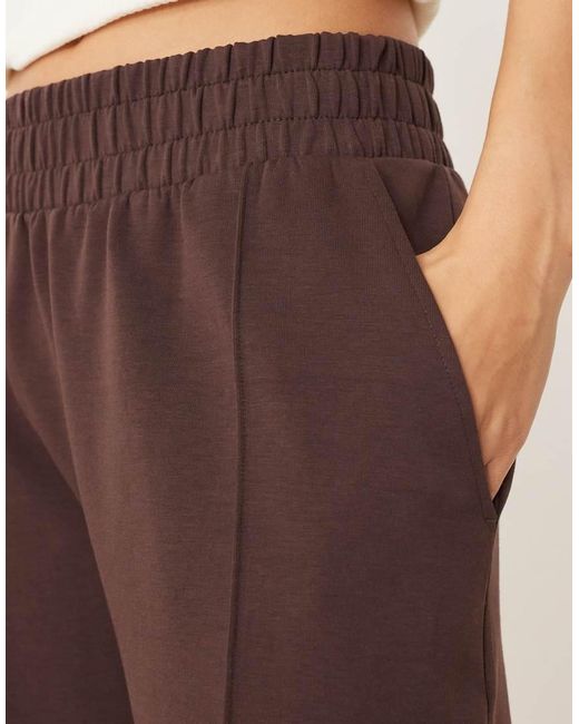 ASOS Interlock Wide Leg Trouser in Natural | Lyst UK