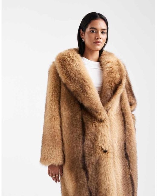 ASOS Midi Faux Fur Coat in White | Lyst UK