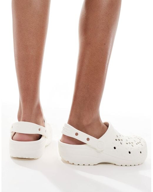 Crocs™ Classic Floral Cut Out Clogs in White | Lyst