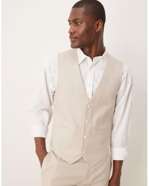 ASOS Linen Blend Skinny Suit Waistcoat in White for Men | Lyst