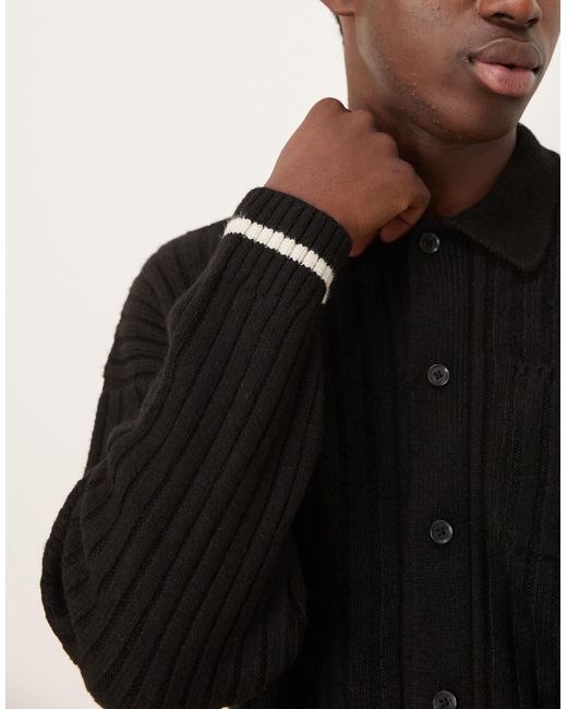 ASOS Oversized Boxy Fit Knitted Collar Cardigan in Black for Men | Lyst