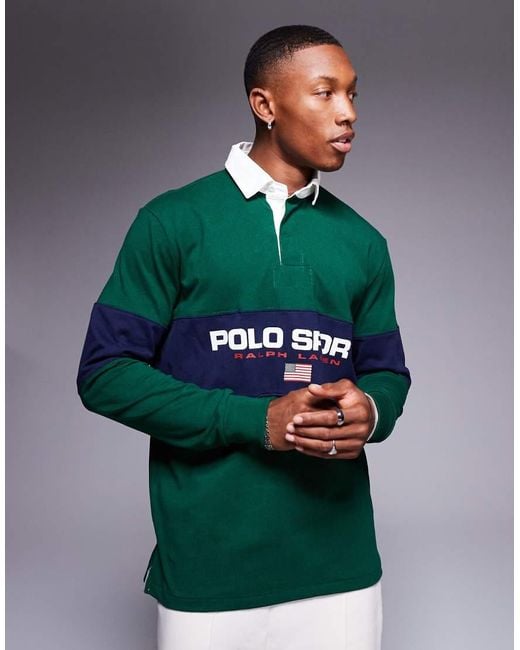 Polo Ralph Lauren Sport Capsule Logo Rugby Shirt in Green for Men | Lyst UK