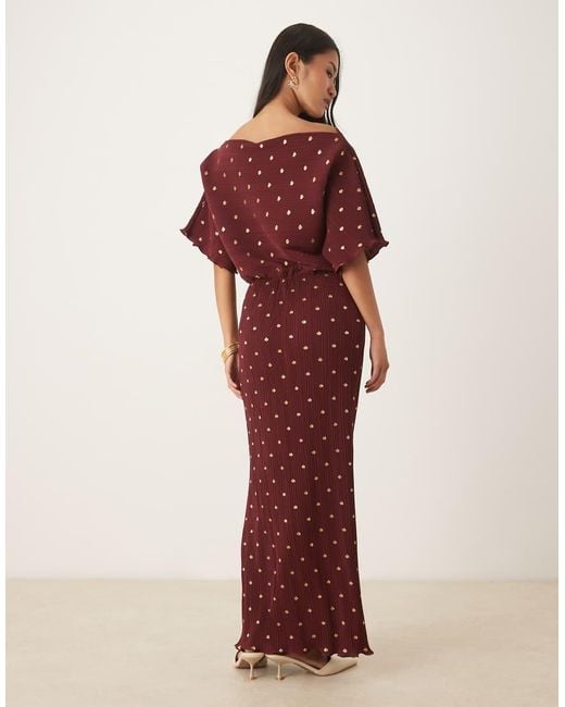 Never Fully Dressed Tilly Metallic Plisse Off The Shoulder Maxi Dress ...