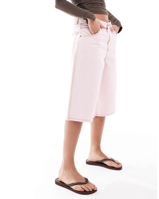 Bershka Longline Jorts in Pink | Lyst