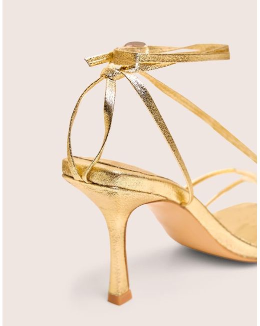 Public Desire Clover Metallic Square Toe Wrap Around Mid Heels in ...