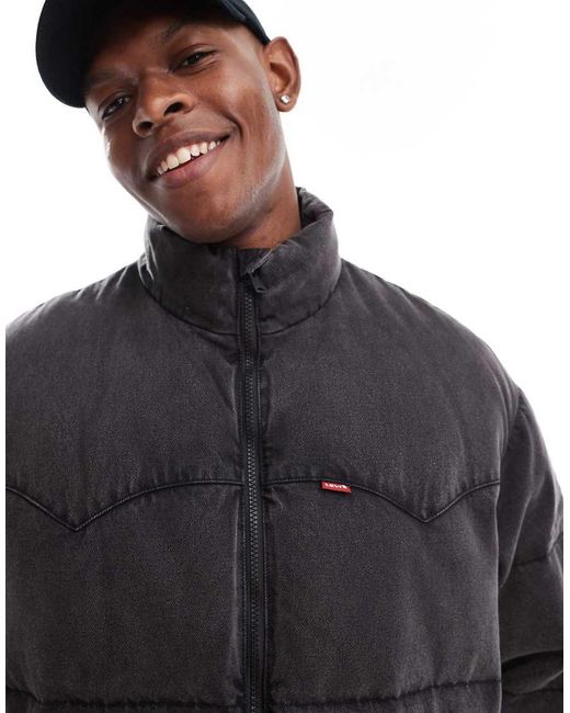 Levi's Western Super Down Denim Puffer Jacket in Black for Men | Lyst UK