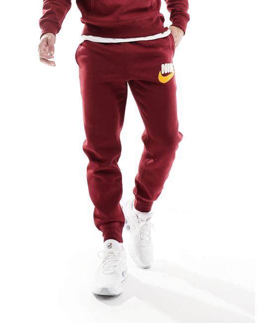 Nike Club Chenille Logo Sweatpants in Red for Men | Lyst
