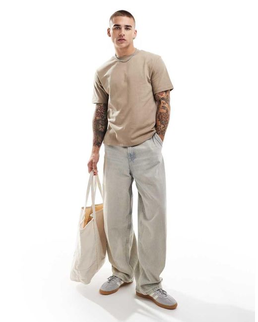 ASOS Essential Heavyweight Boxy T-Shirt 240Gsm in Brown for Men | Lyst UK