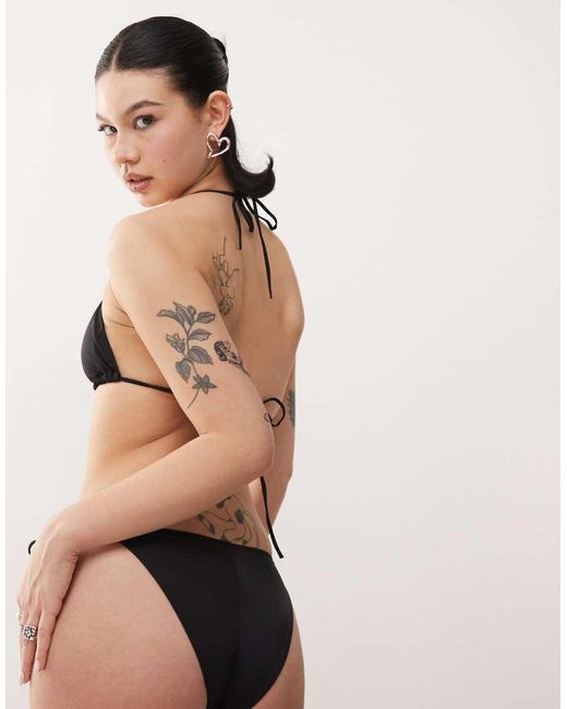 Monki Mix And Match Tie Side Bikini Bottom in Natural | Lyst UK