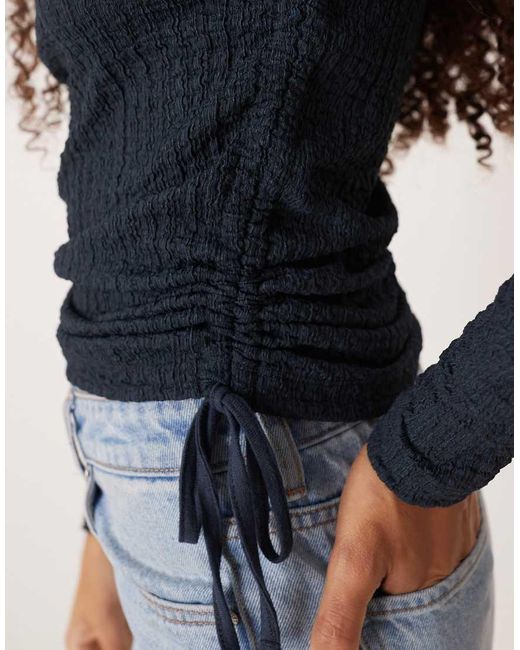 ASOS Bubble Texture Long Sleeve Top in Blue | Lyst UK