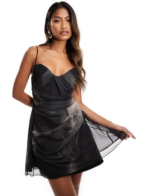 ASOS Foam Manipulated Mesh Bra Mini Dress in Black | Lyst