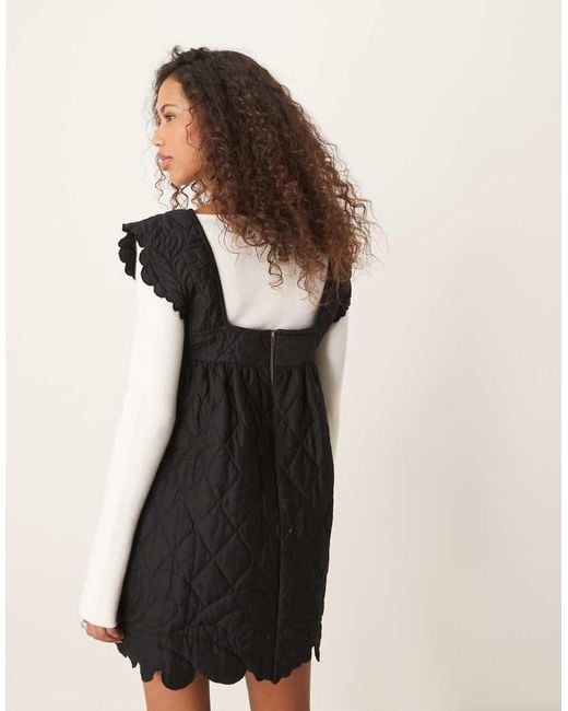 ASOS Quilted Smock Mini Dress in Natural | Lyst UK