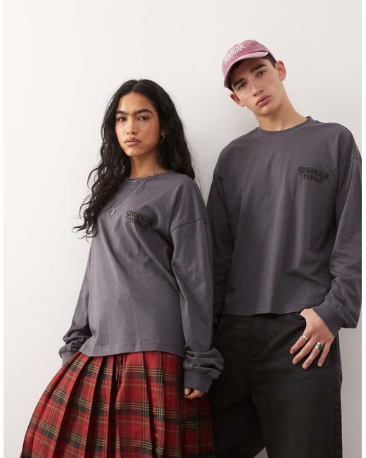 Reclaimed (vintage) X Stranger Things Unisex Long Sleeve Skate Tee With ...