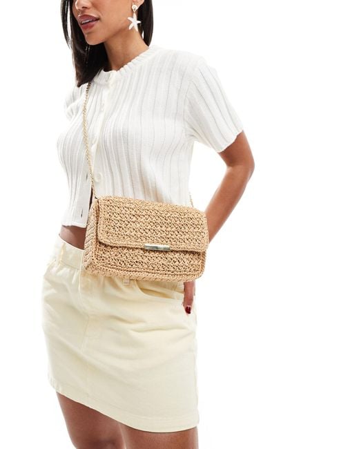 Mango Crossbody Raffia Bag in White | Lyst UK