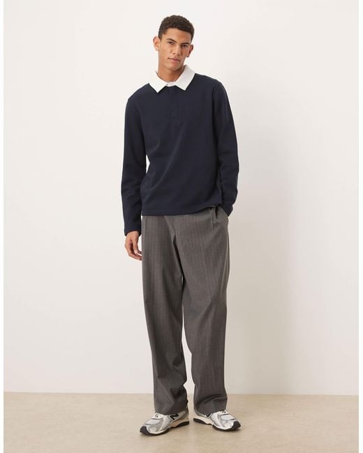 ASOS Polo Sweatshirt With Contrast Collar in Blue for Men | Lyst