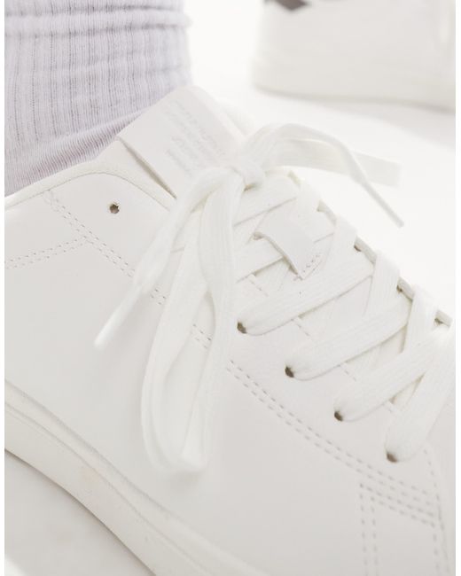 Pull&Bear Lace Up Back Tab Trainer in White for Men | Lyst