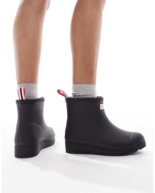 HUNTER Play Lined Short Boot in Black | Lyst UK
