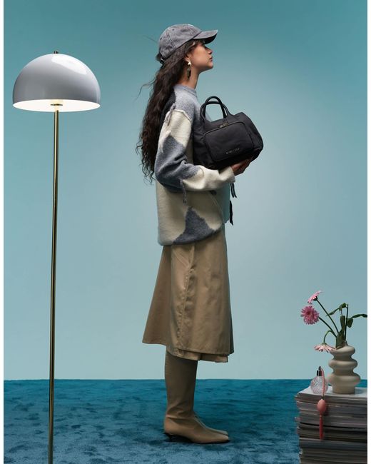 Bimba Y Lola Nylon Grab Handle Bag With Detachable Strap in Gray | Lyst