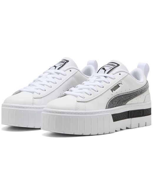 PUMA Mayze Velvet Dream Sneakers in White | Lyst UK