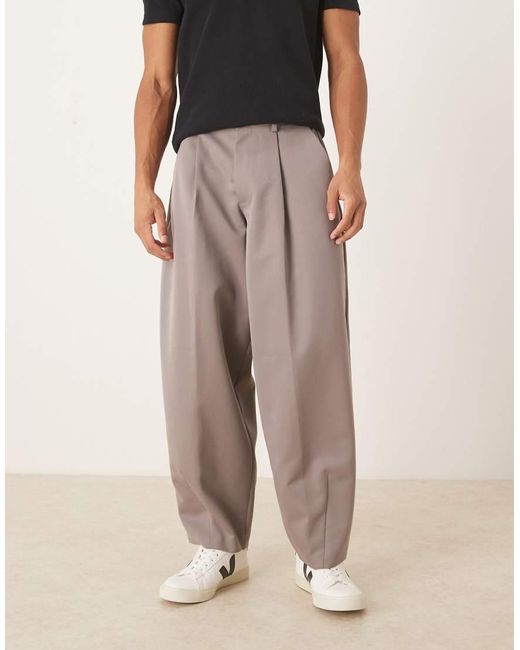 ASOS Barrel Leg Dress Pants in Brown for Men | Lyst UK