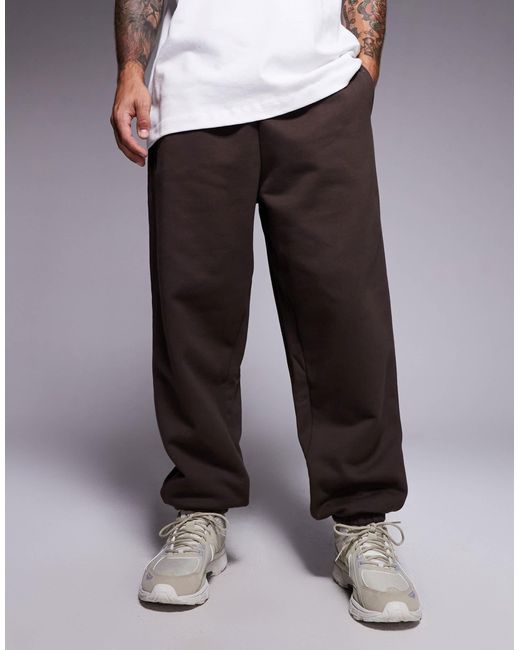 ASOS Premium Heavyweight Oversized Sweatpants 400gsm in Brown for Men ...