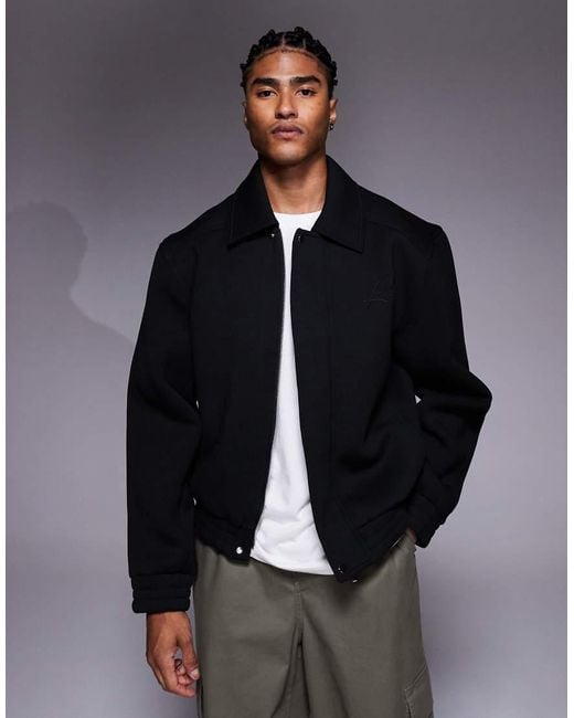 River Island Smart Bomber Jacket in Blue for Men | Lyst UK