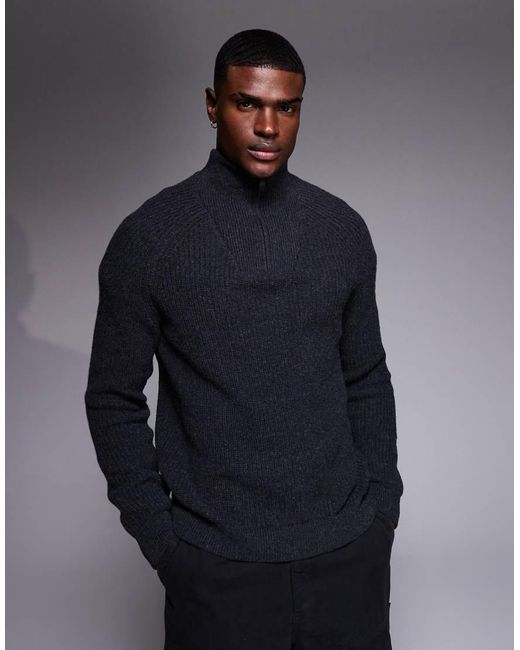 Barbour Chester Funnel Knit Jumper in Blue for Men | Lyst UK