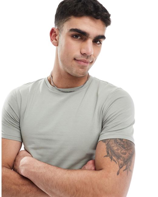 ASOS Essentials Muscle Fit T-shirt in Gray for Men | Lyst