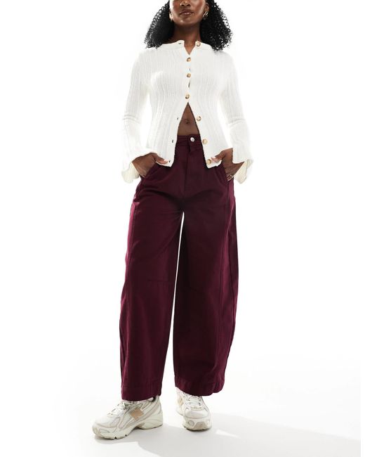 ASOS Seamed Barrel Trousers in Red | Lyst