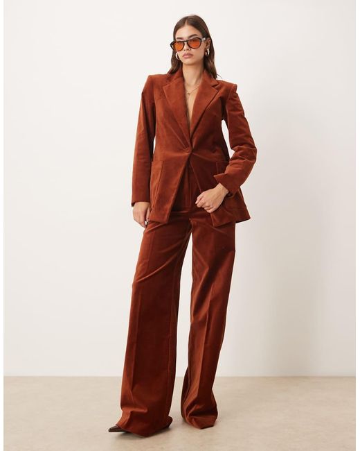 Mango Cotton Velvet Blazer Co-ord in Red | Lyst UK