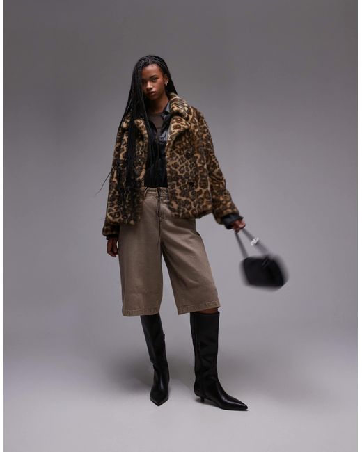 Mango Leopard Print Fur Jacket in Brown | Lyst Mango Leopard Print Fur Jacket in Brown | Lyst