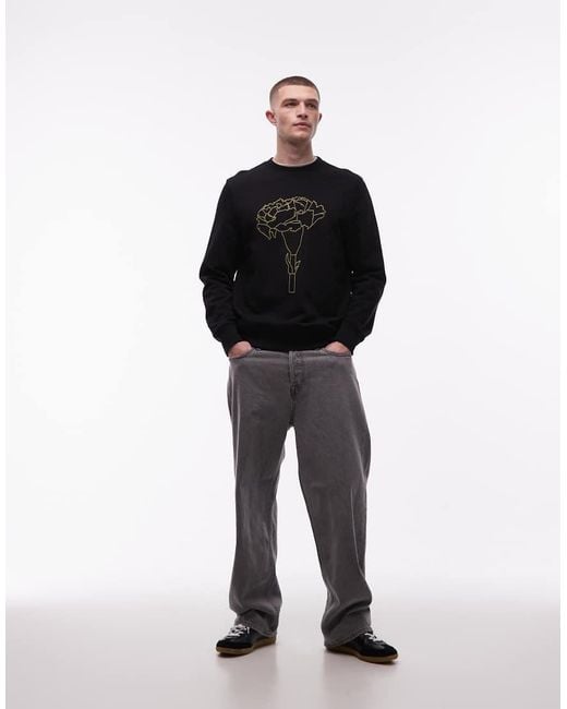 Paul Smith Floral Line Drawing Print Sweatshirt in Black for Men | Lyst UK